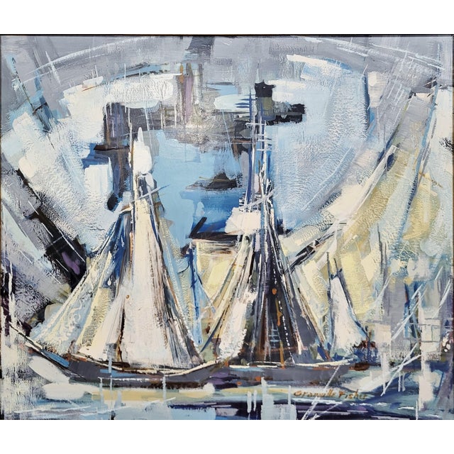 Vintage Mid-Century Seascape Nautical Sailboat Oil Painting by ...