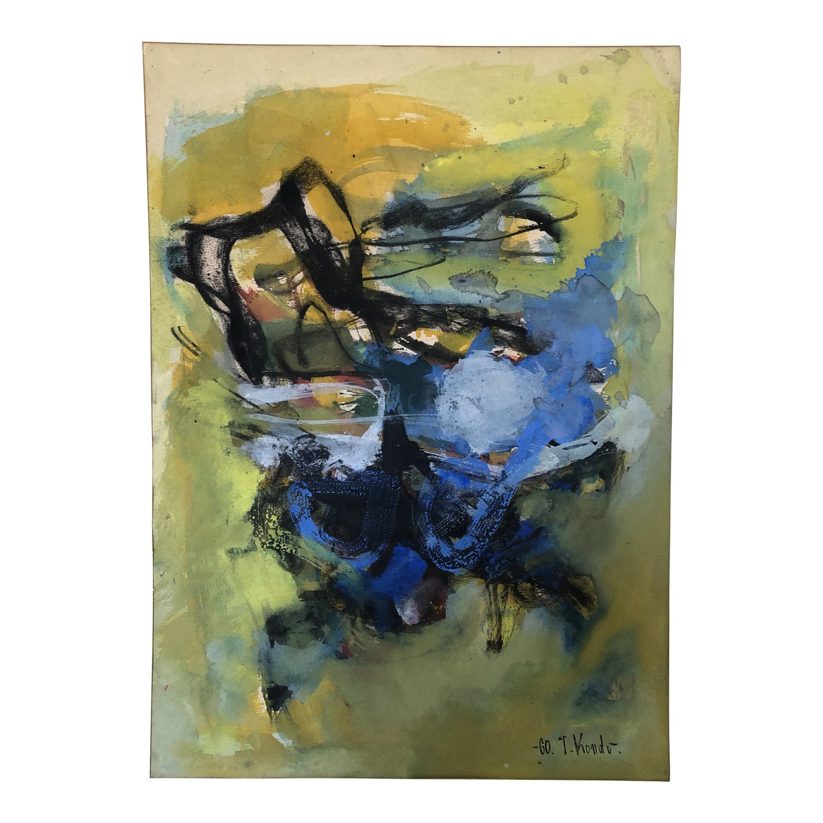 Tatsuo Kondo 1960 Japanese Abstract Expressionist Tokyo Watercolor ...