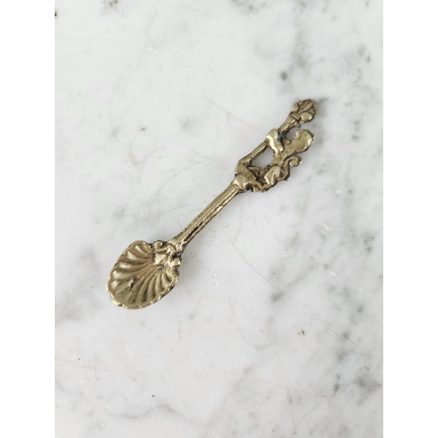 1960s Lion W Staff Mini Salt Cellar Spoon | Chairish