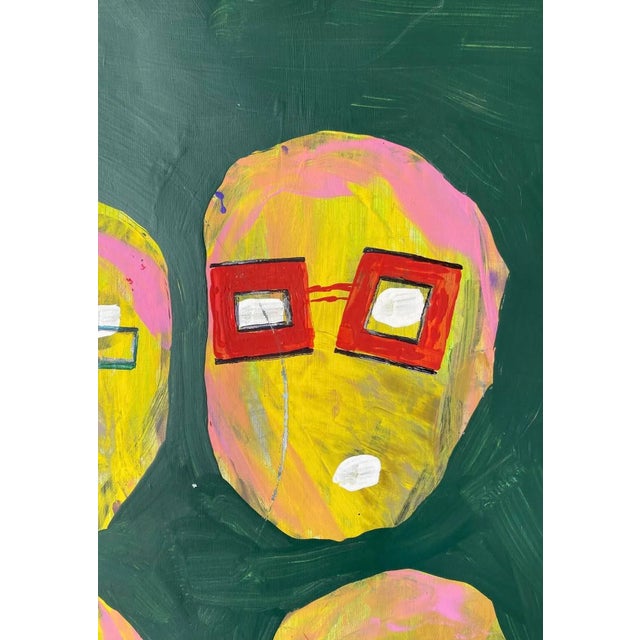 Vintage Oil Painting of Faces Signed Olin 1971 | Chairish