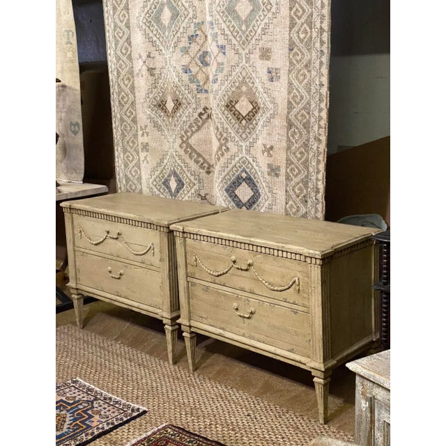Pair of Painted & Distressed Chests with 2 Drawers | Chairish