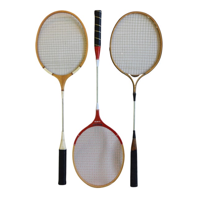 Vintage Badminton Sports Racquets, S/3 | Chairish