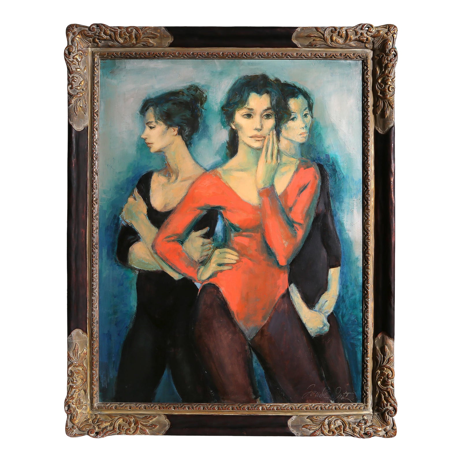 Three Dancers, Signed Oil Painting by Jan De Ruth | Chairish