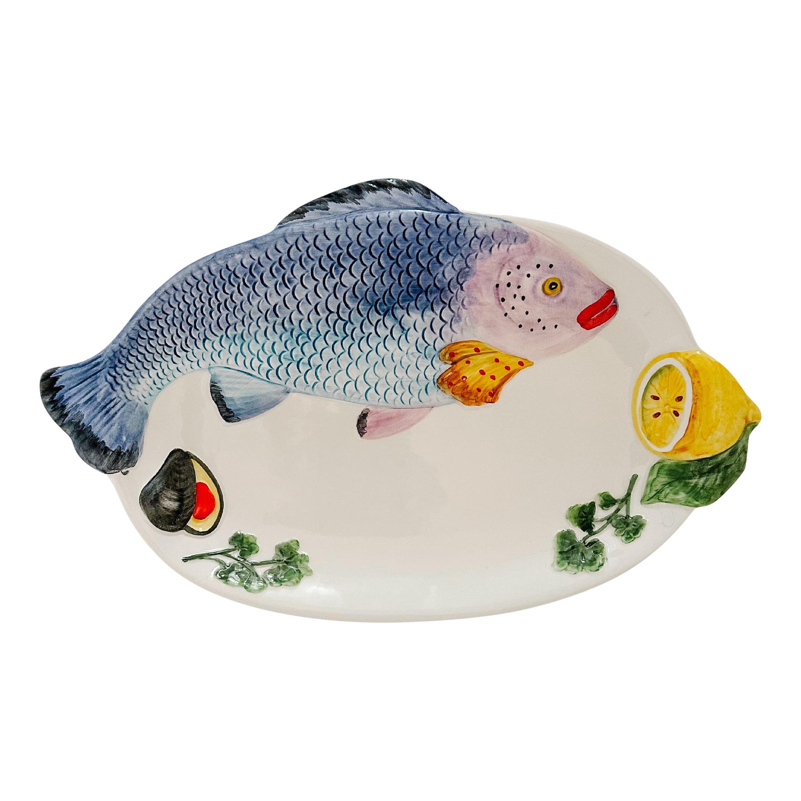 Vintage Italian Hand-Painted Trout Fish Platter | Chairish