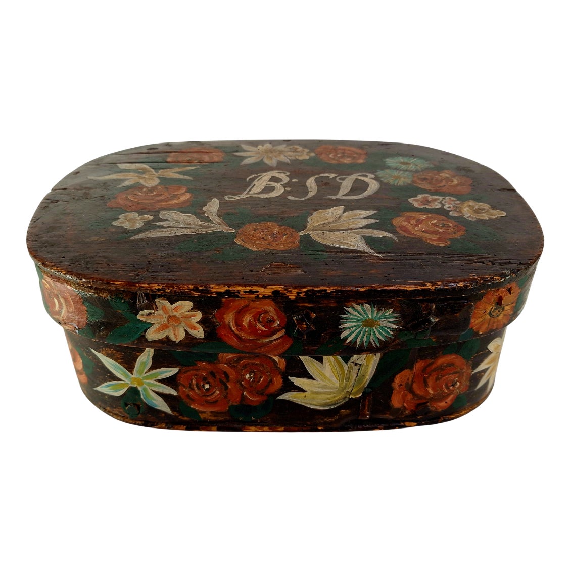 Large Antique Handpainted Bentwood Svepask Box, Sweden, 1747 | Chairish