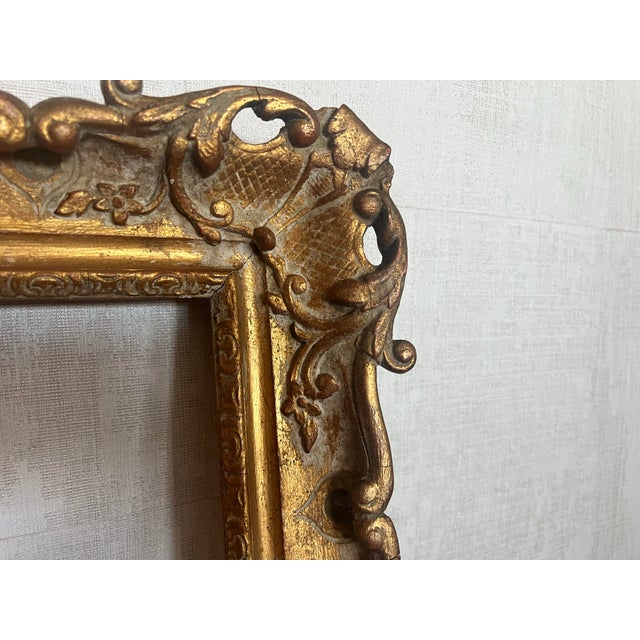 Early 20th Century Antique Painted Carved Wooden Picture Frame | Chairish