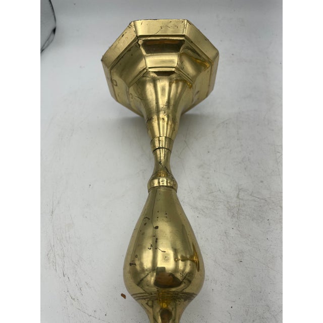 Pair of 12 Inch Tall Brass Candlesticks | Chairish