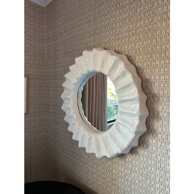 White Ruffle Frame Wall Mirror | Chairish