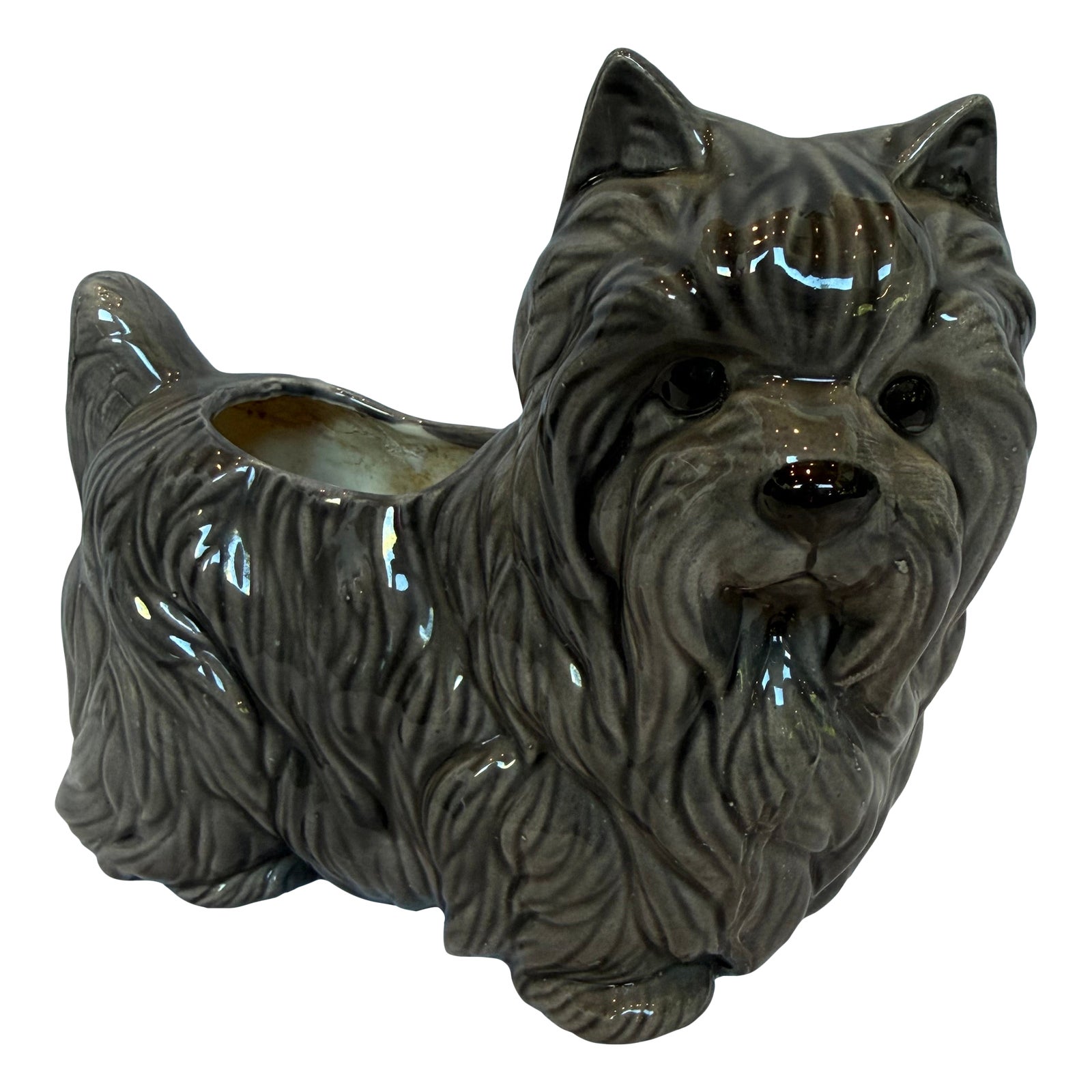 1940s Porcelain Yorkie Planter | Chairish