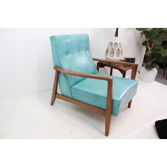 Mid Century Modern Turquoise Vinyl Chair | Chairish