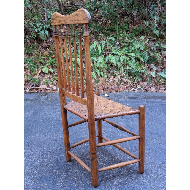 Antique Early American Handmade Solid Maple Spindle Back Chair With ...