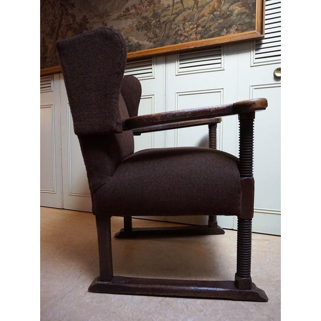 Mid-Century Brutalist Wing Armchair in the manner of Charles Dudouyt ...