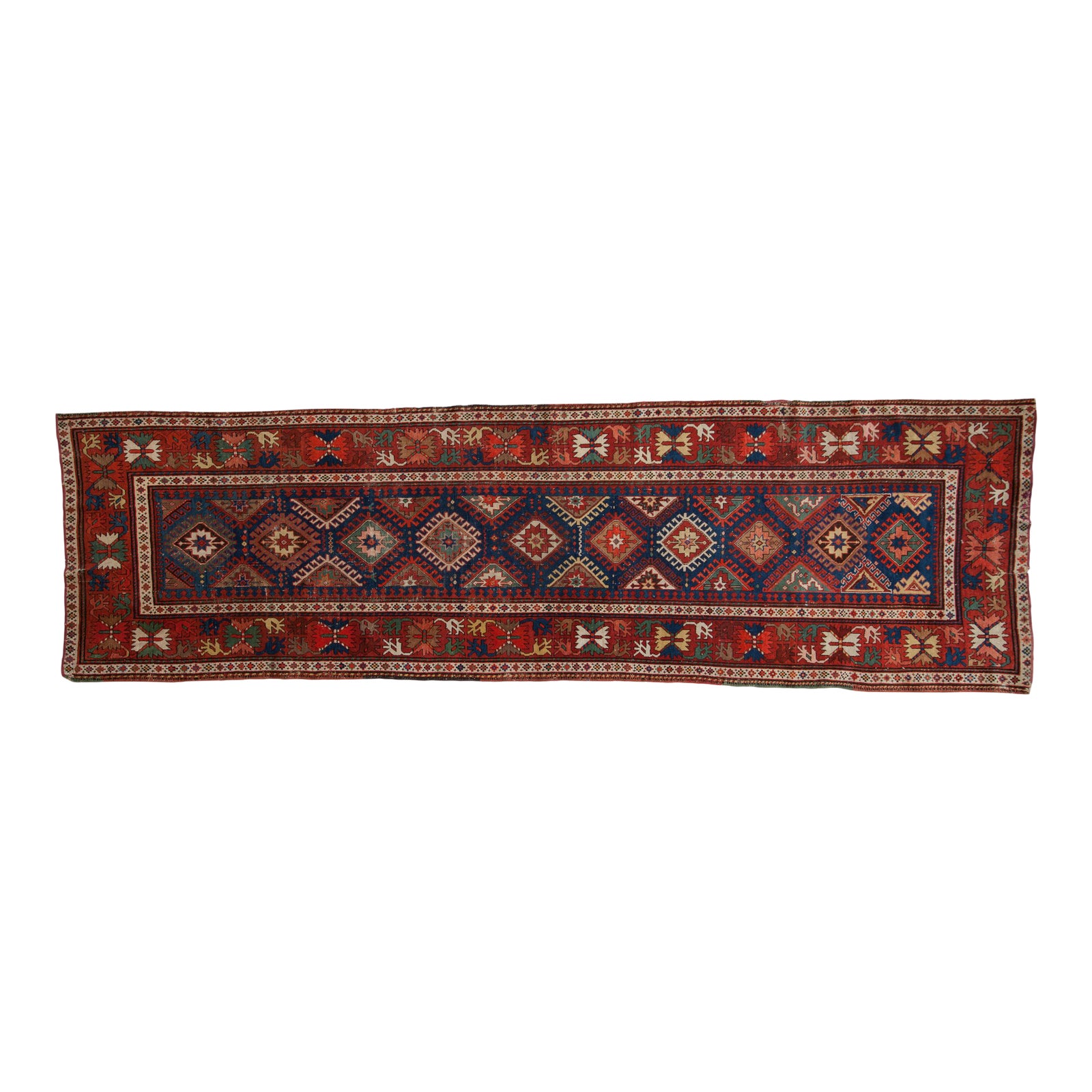 Antique Caucasian Rug Runner - 3'9" X 12'8" | Chairish