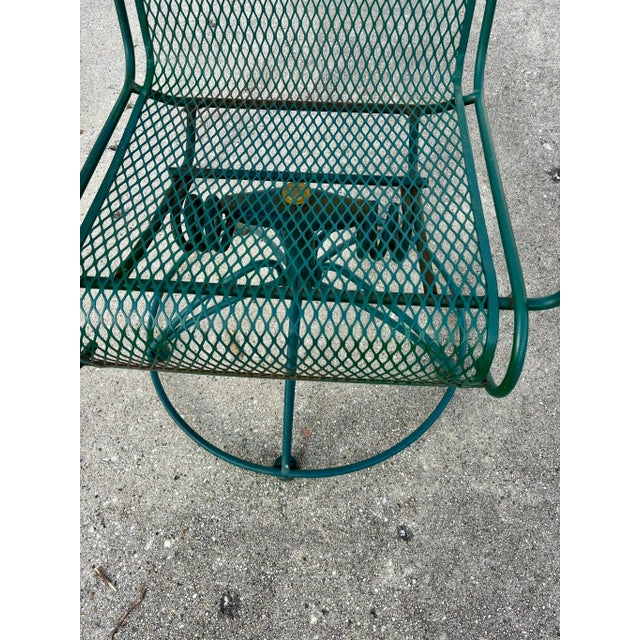 Vintage Green Wrought Iron Patio Swivel Rocker Chairs - Set of 2 | Chairish