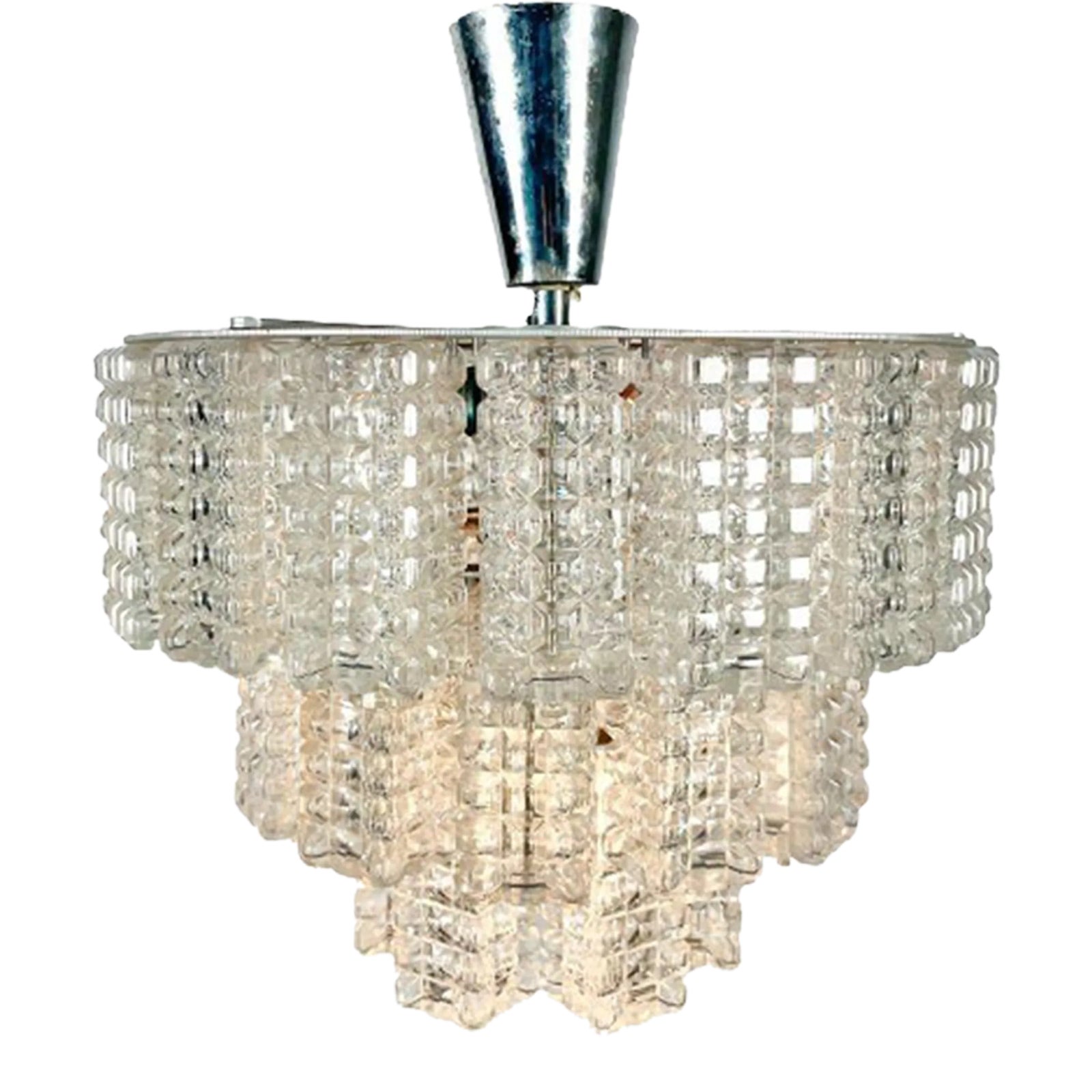 Small Austrian Mid-Century Modern Chandelier / Pendant by Kalmar, Three ...