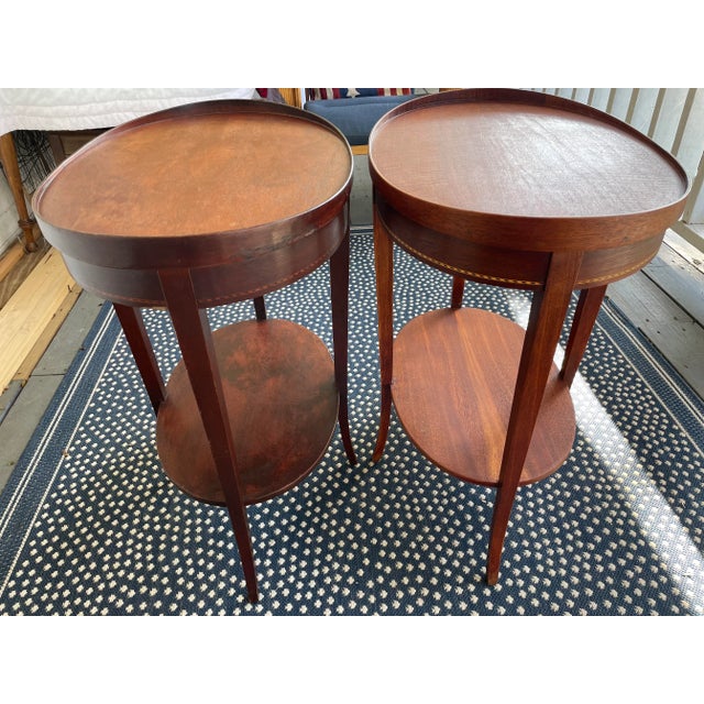 1940s Mersman Mid Century Mahogany Inlaid Wood Side Tables - Set of 2 ...