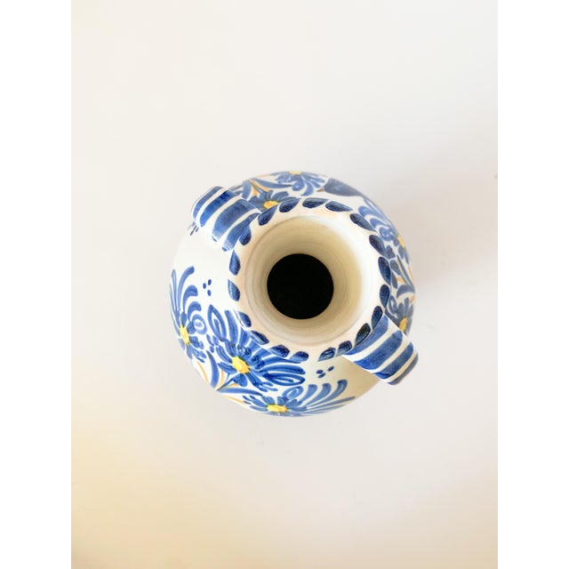 Late 20th Century Spanish Blue and White Talavera Glazed Pottery Vase ...