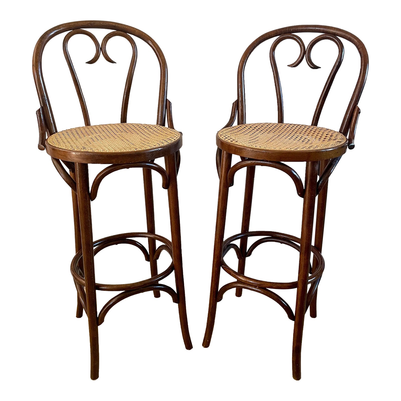 Early 20th Century Vintage Thonet Romanian Factory Bentwood Caned Bar ...