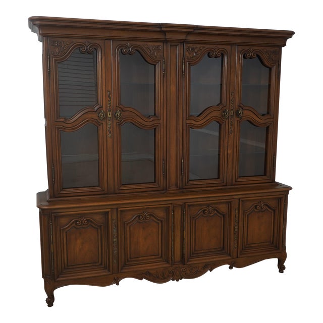 Karges French Style Walnut 4 Door China Cabinet | Chairish