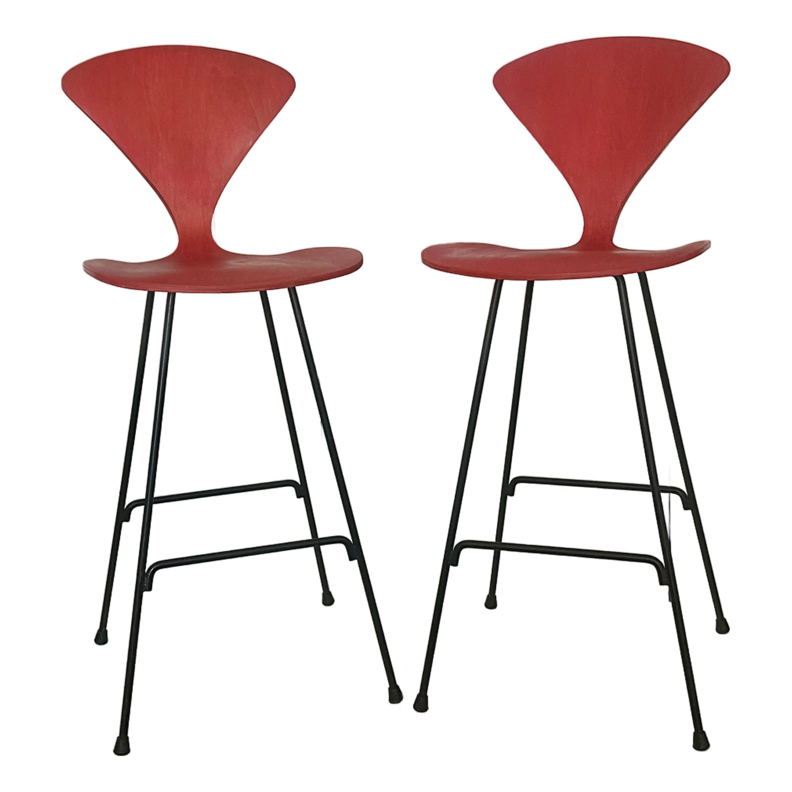 Norman Cherner Bar Counter Stools Pair Plycraft Mid Century Modern ...