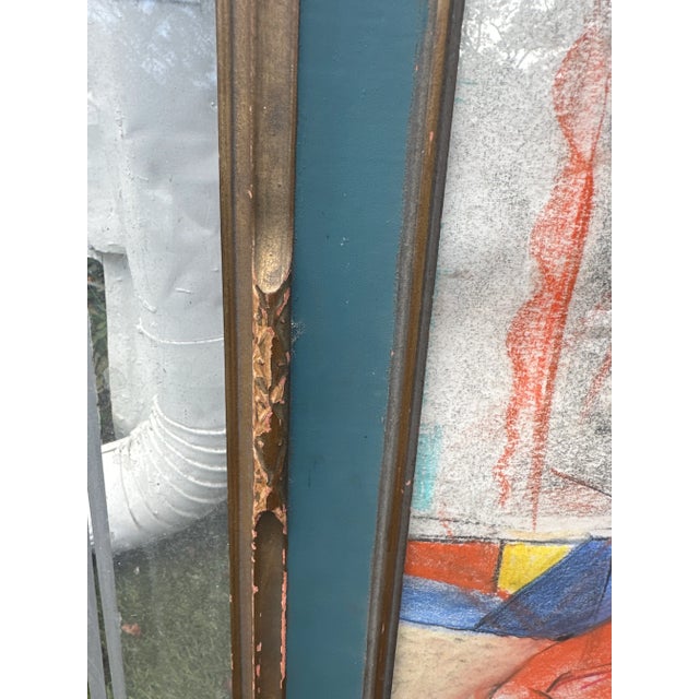 William Oberman Pastel Cubist Modern Nude Drawing | Chairish