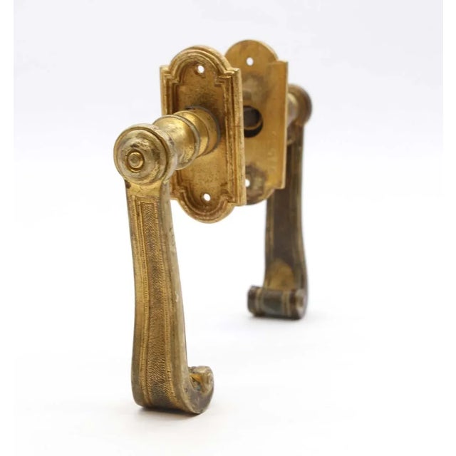 Mid 20th Century French Curled Brass Lever Door Handle Set With ...