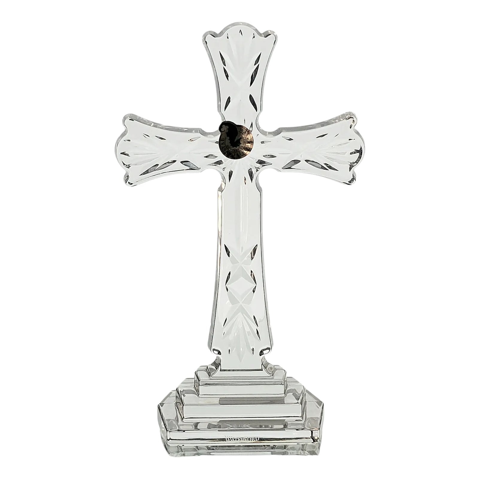 Waterford Crystal Standing Cross Sculpture 8” Signed With Label Elegant ...