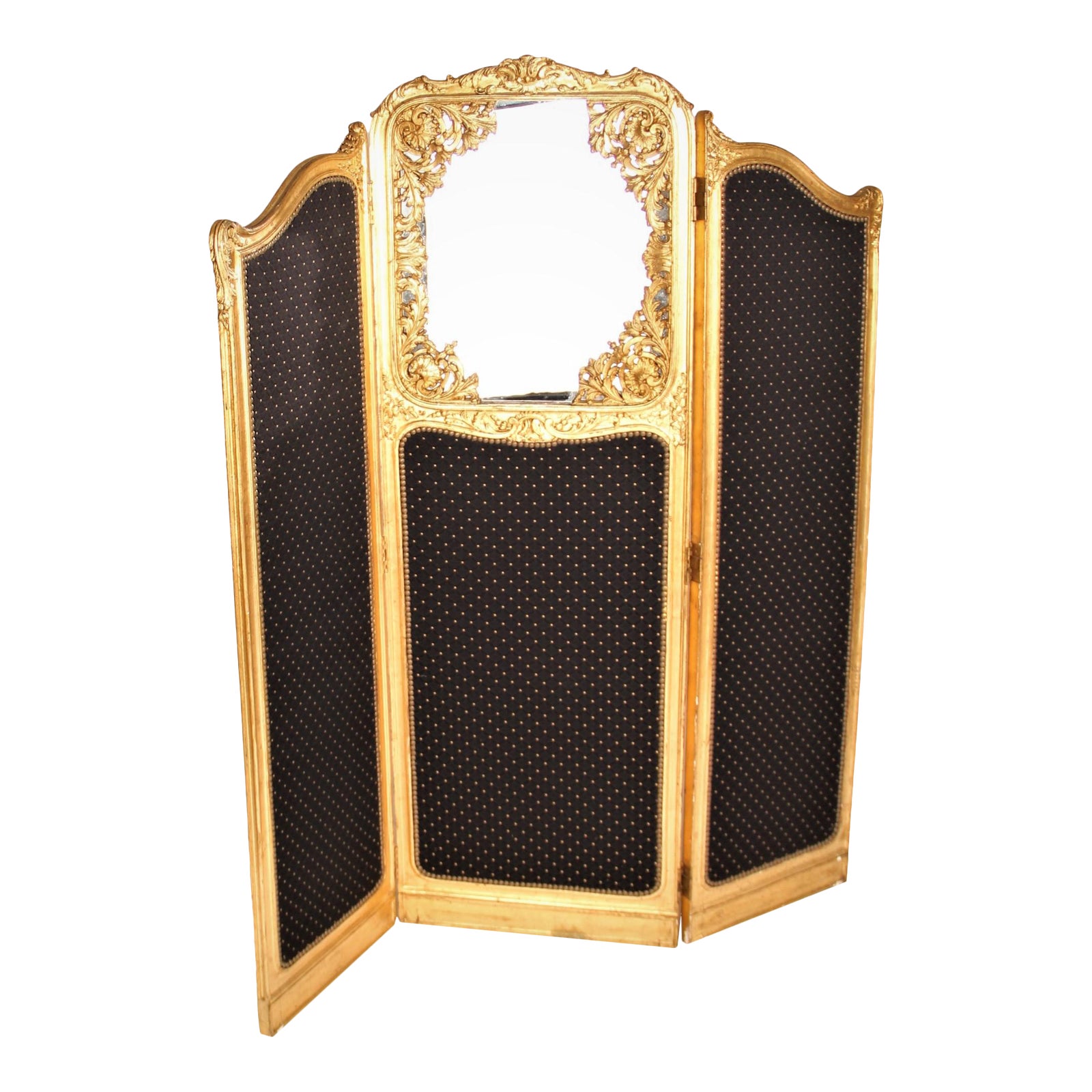 Late 19th Century French Louis XVI Style Three-Fold Gilt-Wood Floor ...