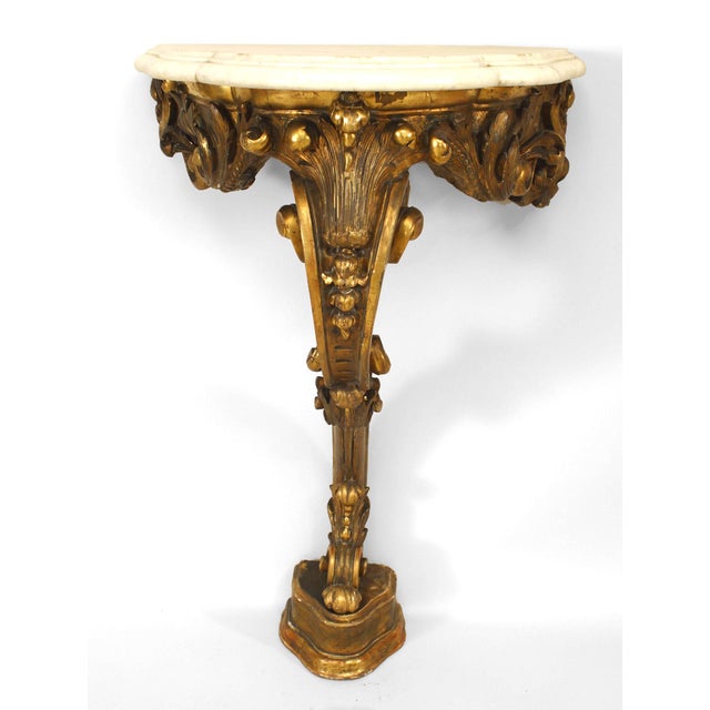 French Victorian Gilt and Marbled Console Tables - A Pair | Chairish