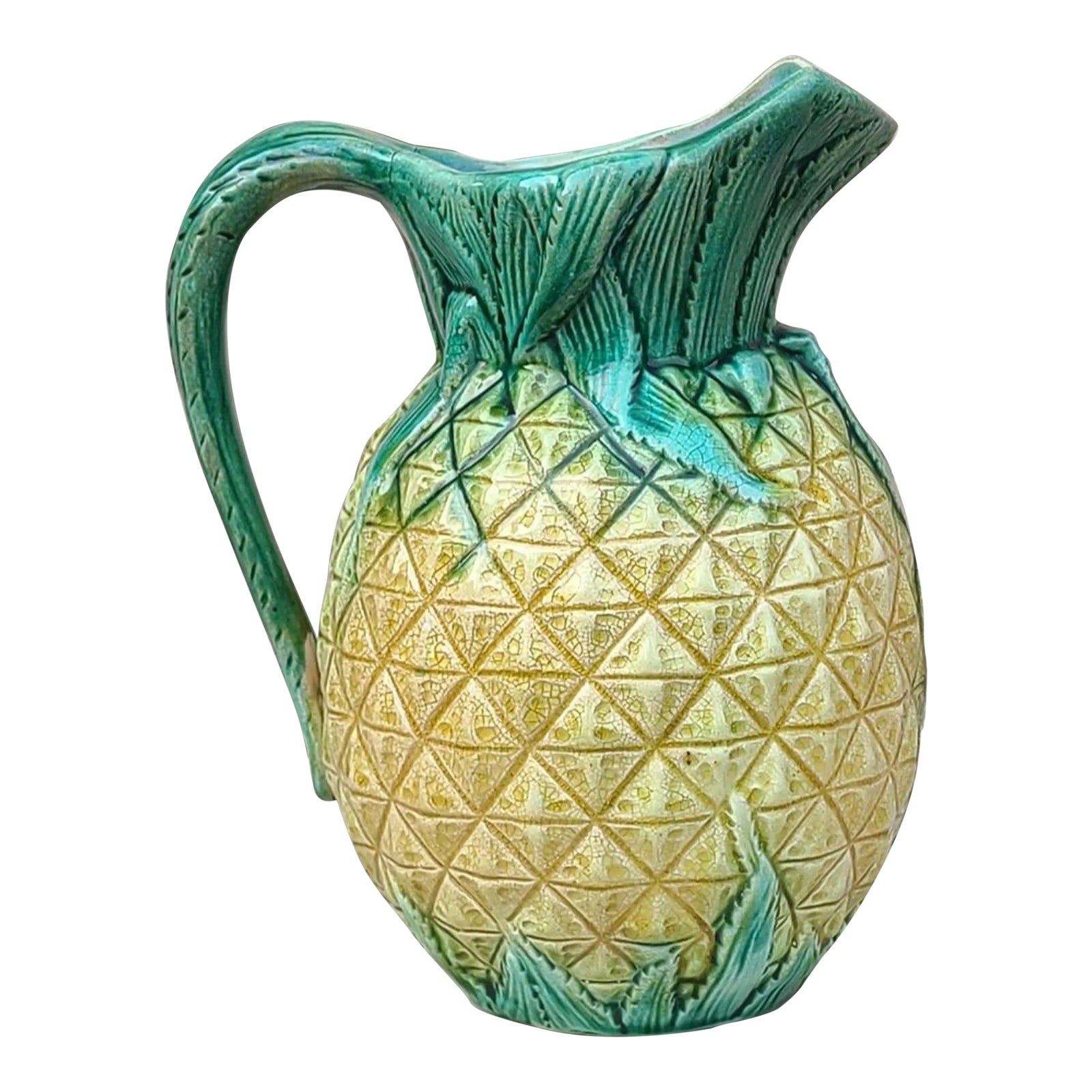 Antique Majolica Pineapple Pitcher | Chairish