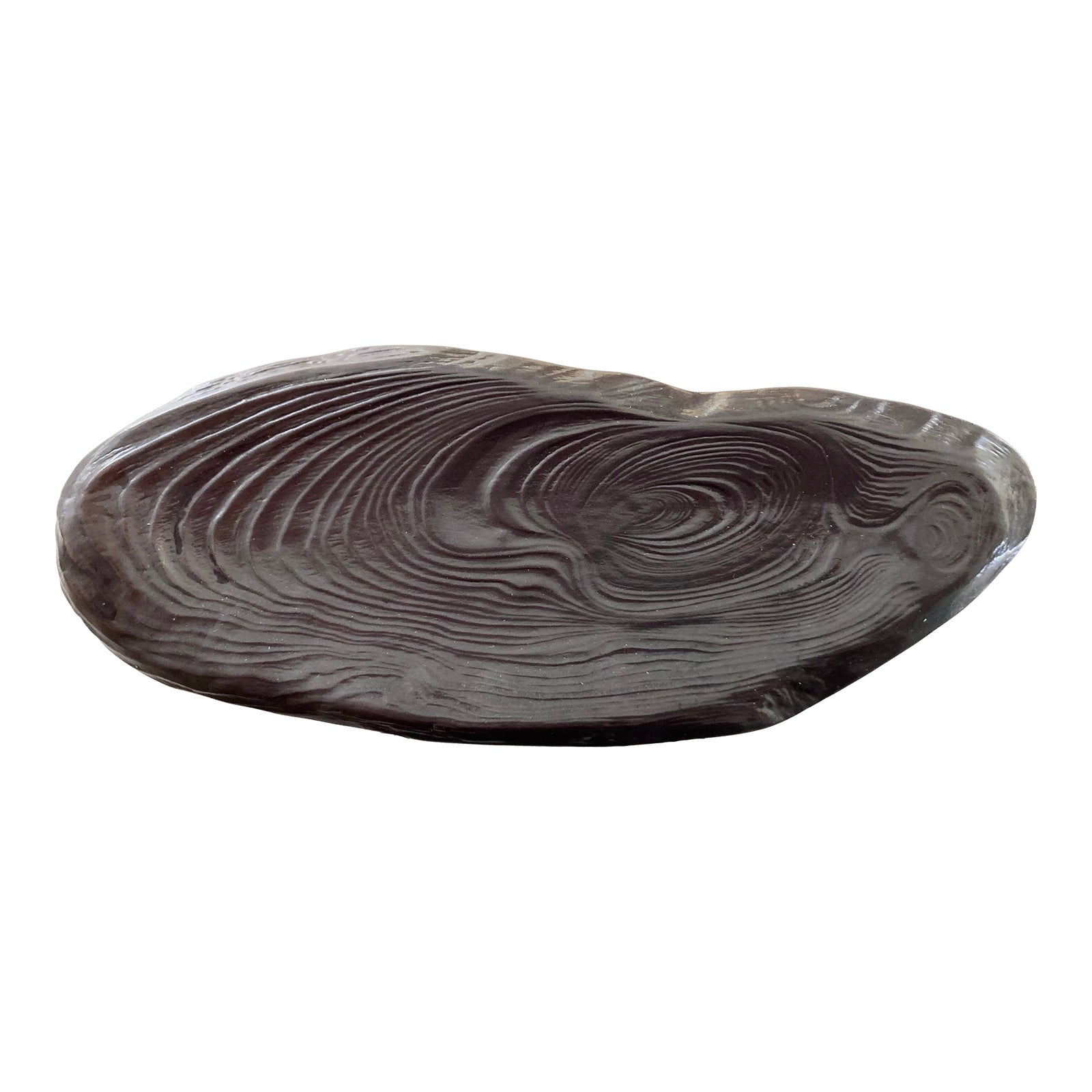 1980s Japanese Glazed Porcelain Sweet Dish in Wood Slab Form | Chairish