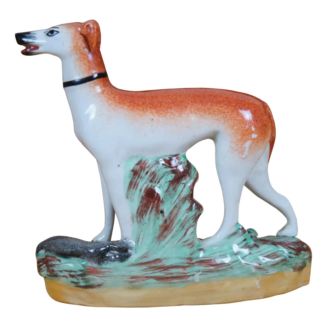 Antique Staffordshire Whippet Greyhound Rabbit Hunting Dog Figurine ...