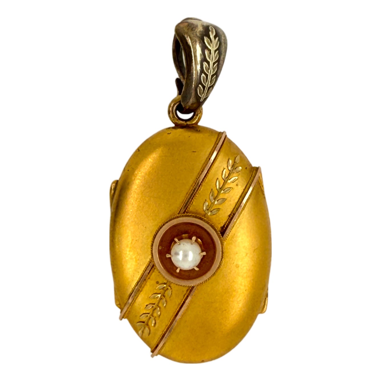Late 19th Century Victorian 14k Gold Picture Locket Pendant With Pearl ...