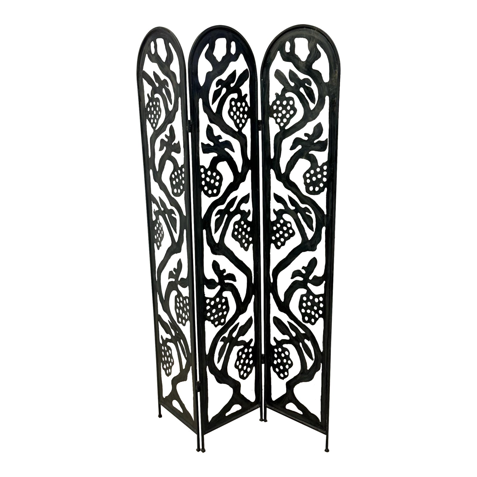 Mid-Century Three Panel Faux Bronze Finish Screen or Room Divider ...