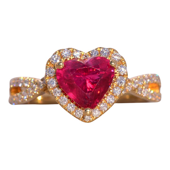 The Lovers Leap: Heart Shaped Natural Ruby and Diamond Ring in Yellow ...