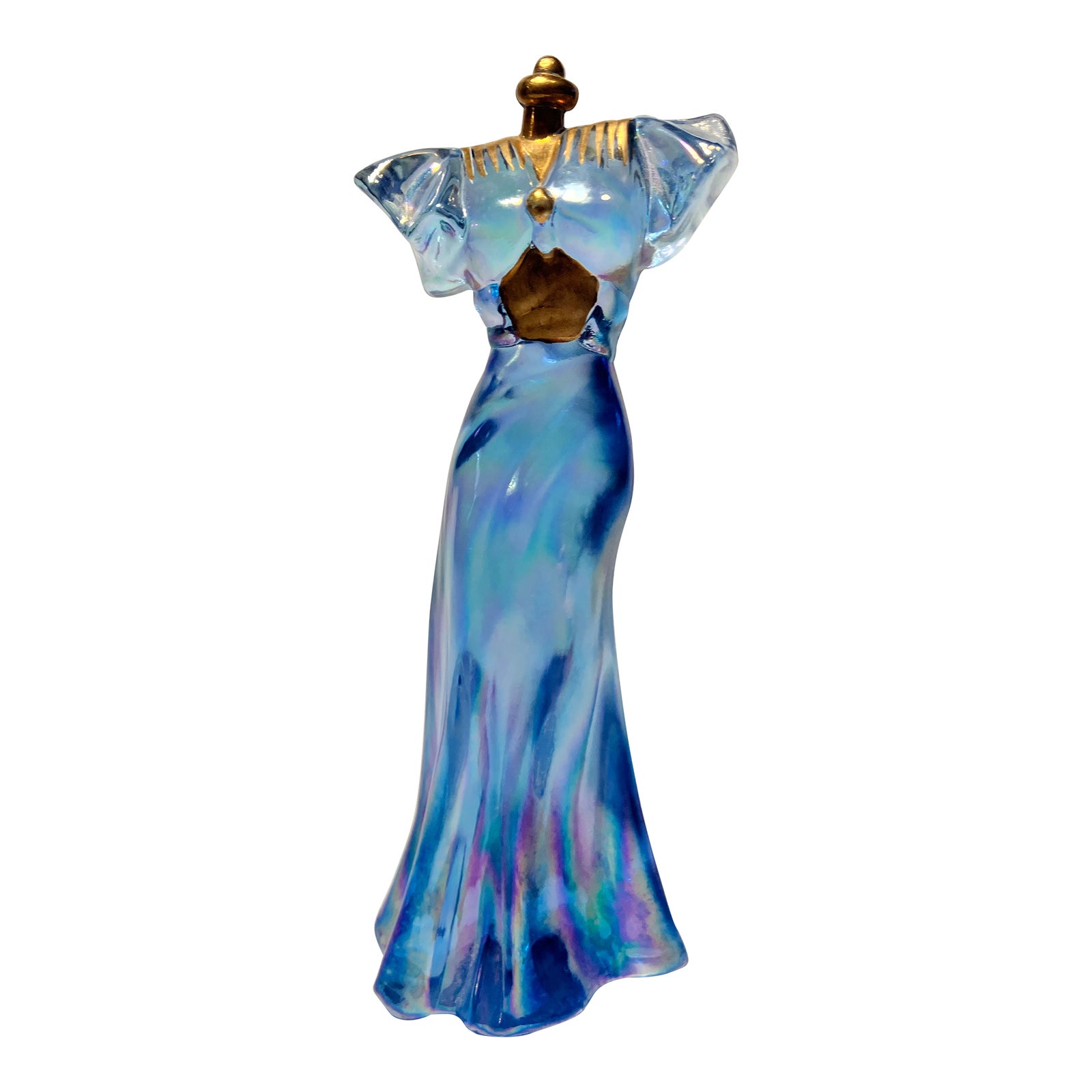 Fenton Signed Blue Art Glass Evening Gown Flapper Dress Form Legendary ...