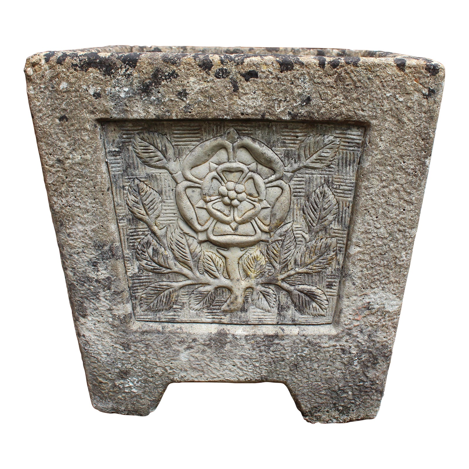 English Cast Stone Rosette Planter | Chairish