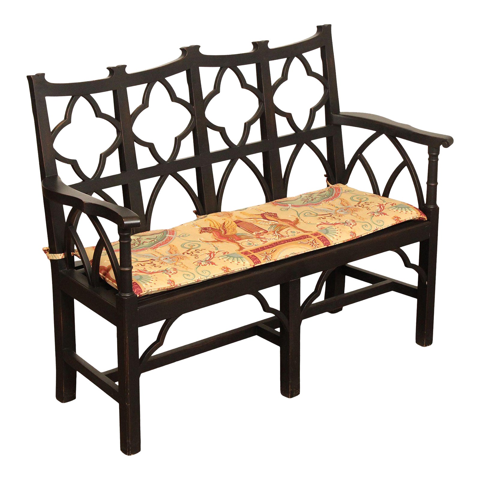 Wildon Home Gothic Revival Style Ebonized Bench | Chairish