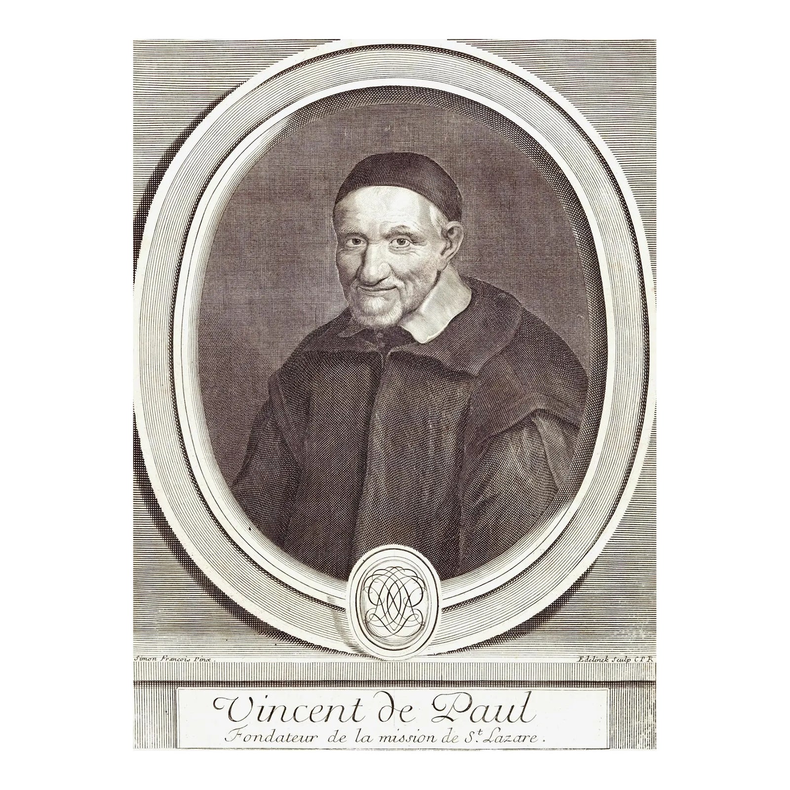 Gerard EdelinckVincent de Paul Portrait: 17th C. Engraving by Edelinck ...