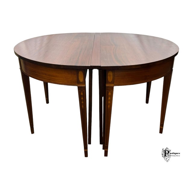 Vintage Traditional Federal Style Mahogany Inlay Drop Leaf Extension ...