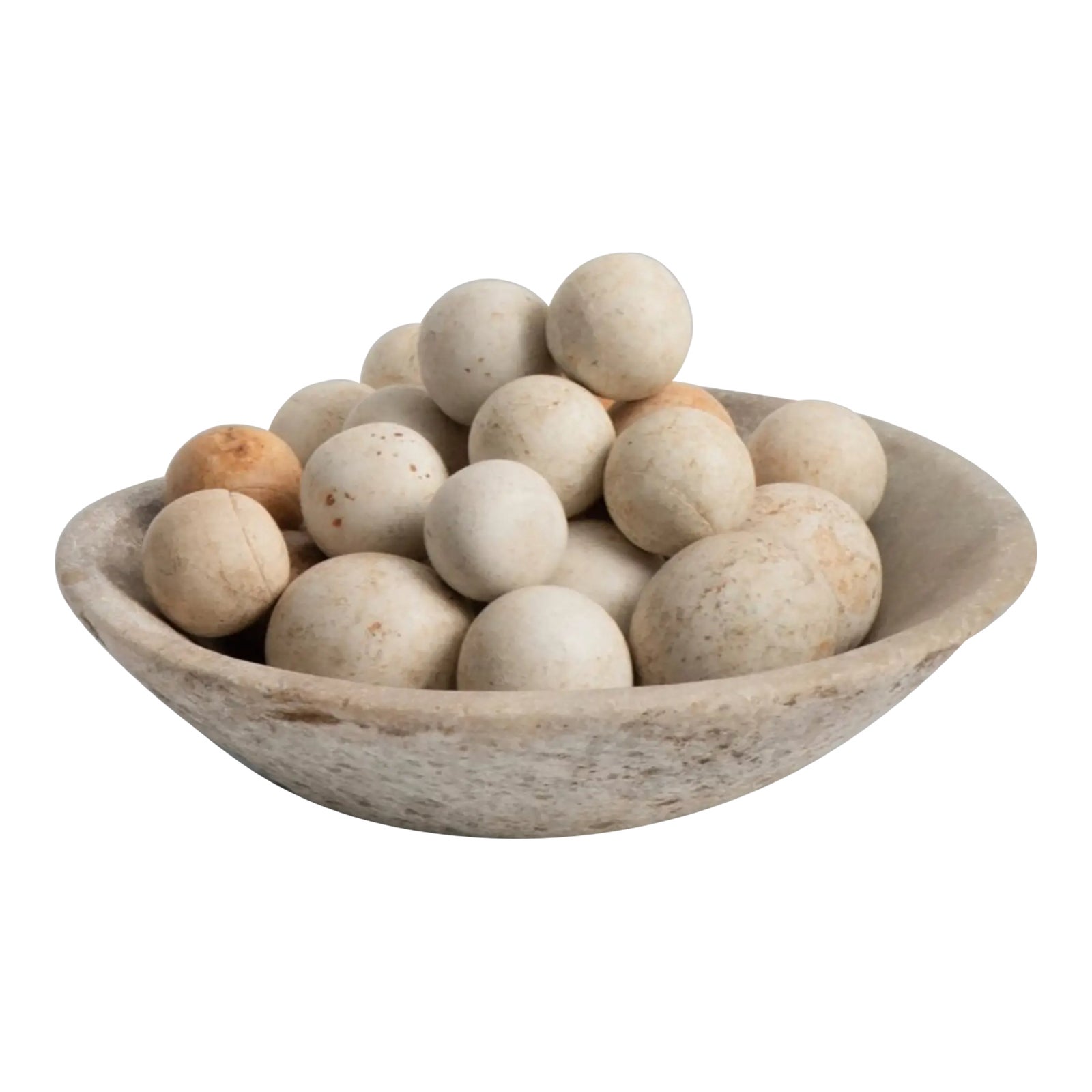 1920s Collection of Marble River Balls in Stone Bowl - 27 Piece Set ...