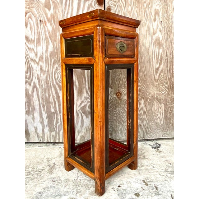 Vintage Asian Reclaimed Wood Medallion Pedestal | Chairish