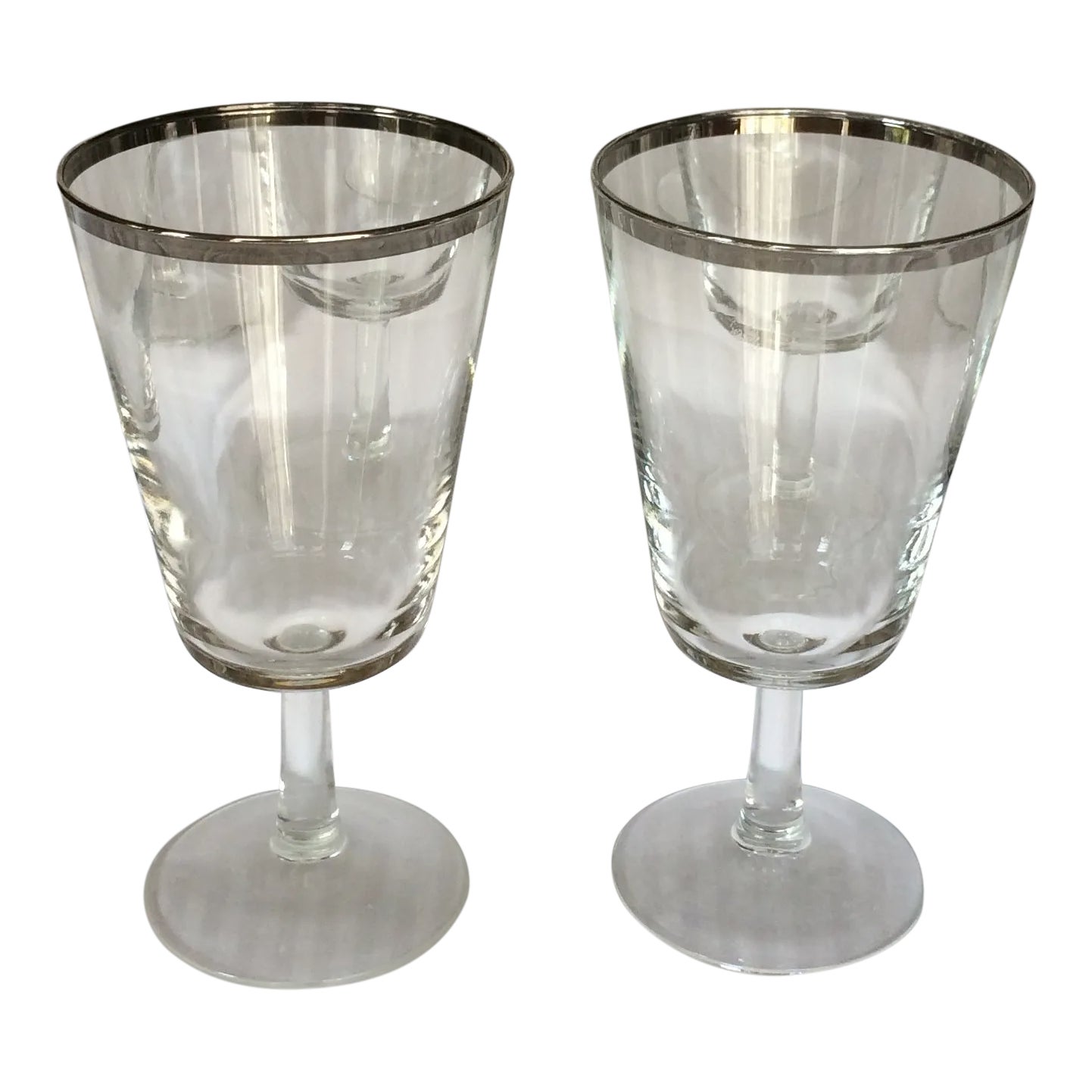 10 French Crystal Platinum Rim Water Goblets - Set of 10 | Chairish