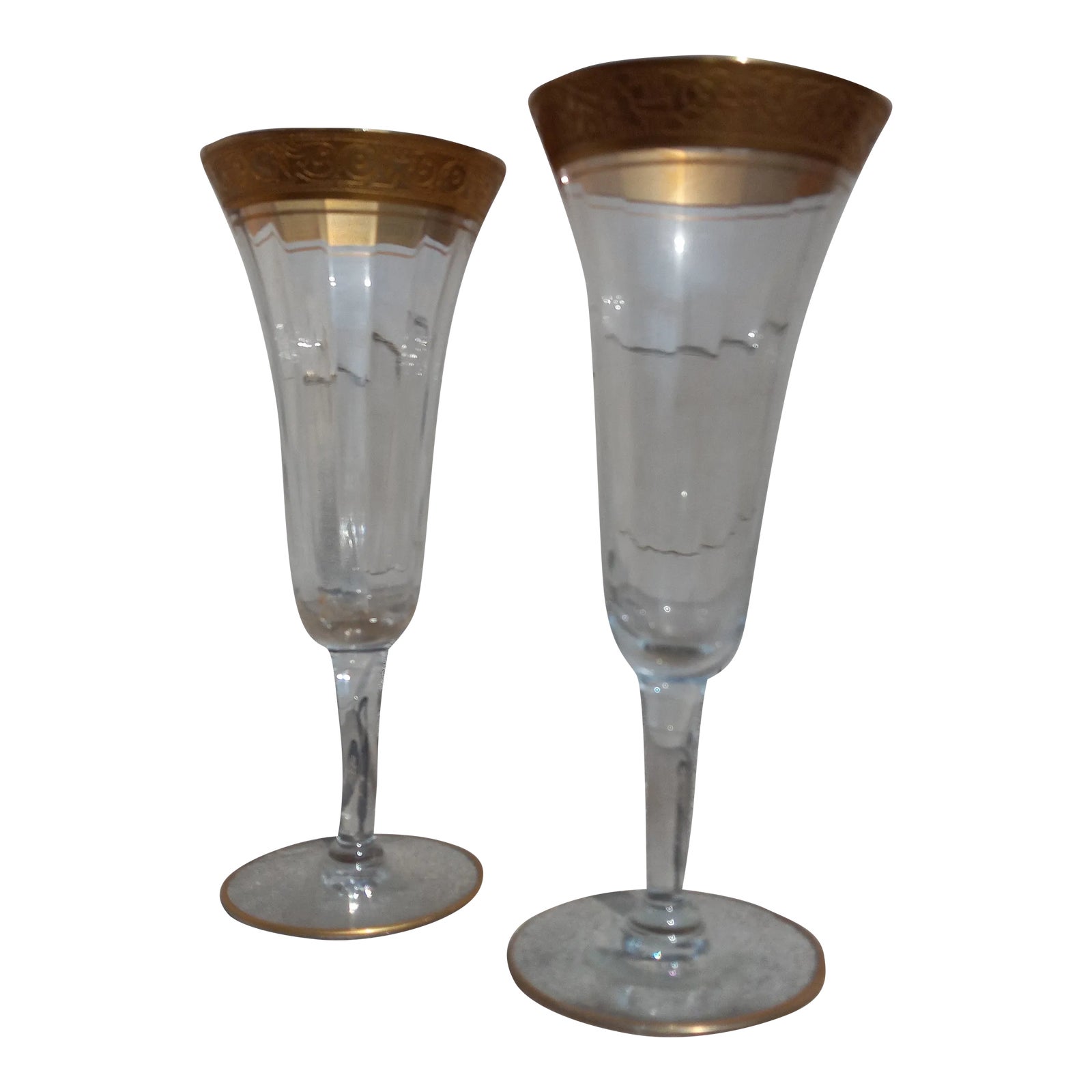 1950s Gold Encrusted Tiffin Franciscan Champagne Flutes- a Pair | Chairish
