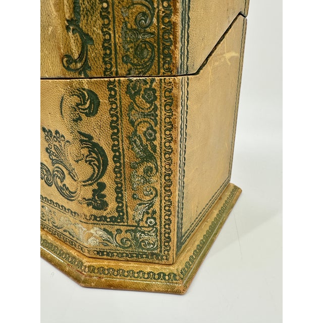 Vintage Italian Etched Leather Stationary or Letter Box | Chairish