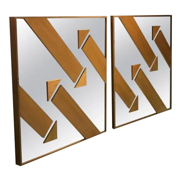 Great Modernist Wood Arrow Mirrors - a Pair | Chairish