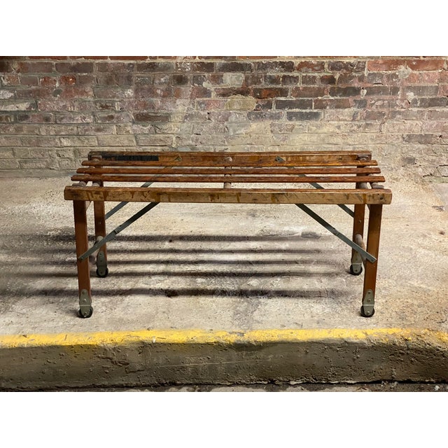Vintage Factory Slat Folding Table | Chairish