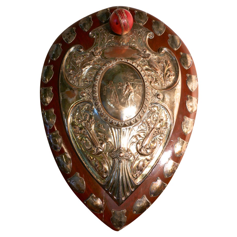 Art Nouveau Sheffield Plate Cricket Trophy Shield by Walker Hall and ...