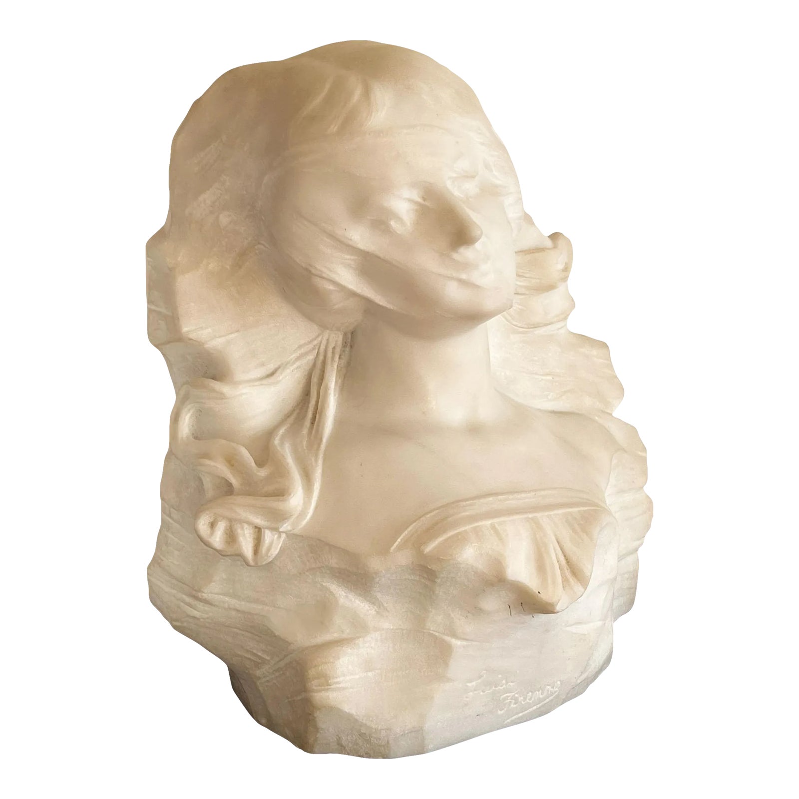 19th Century Italian Marble Bust of a Lady With a Veil | Chairish