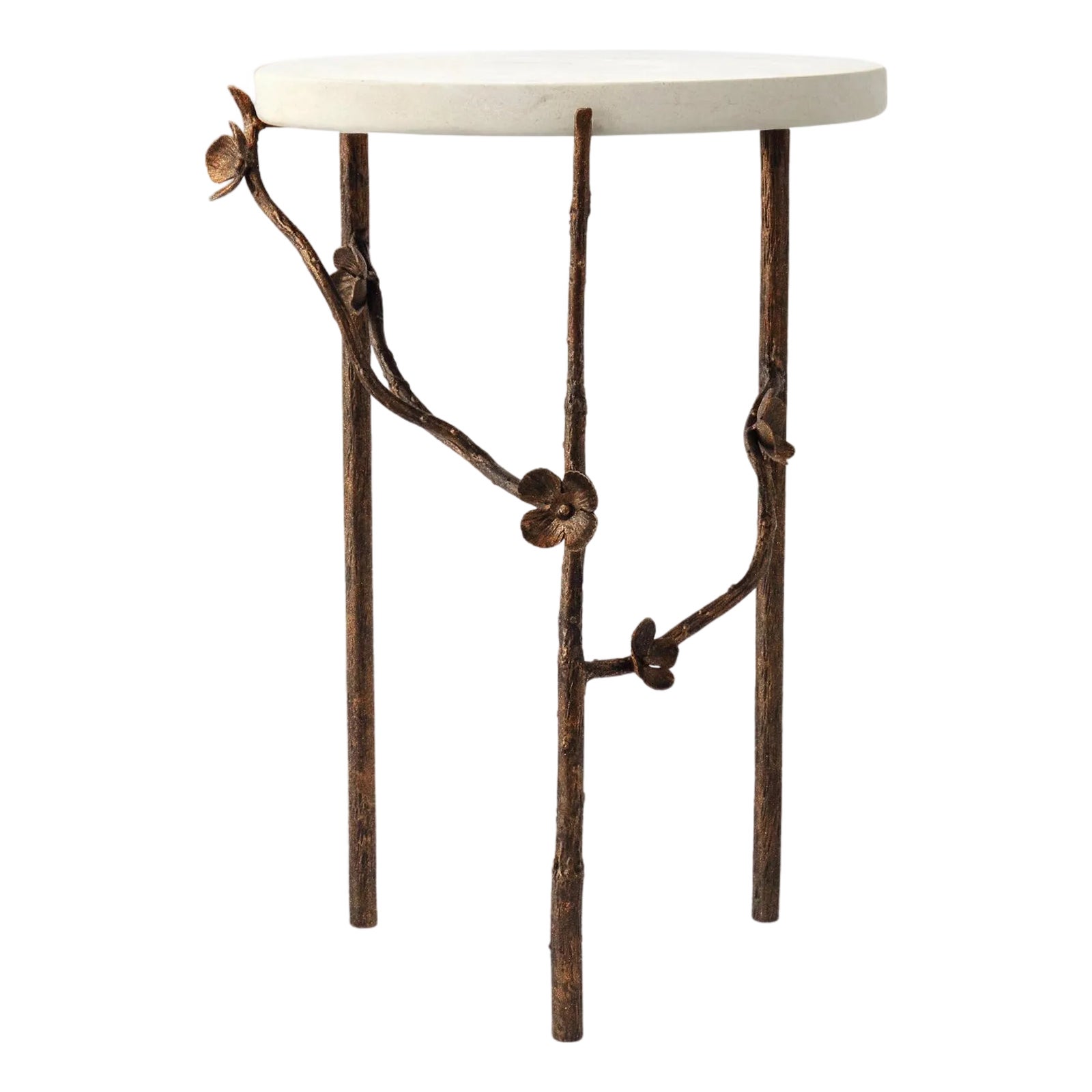 Tobacco Modern Cherry Blossom Accent Table Travertine | Chairish